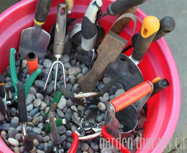 Garden Tool Care and DIY Storage Bin - Garden Therapy