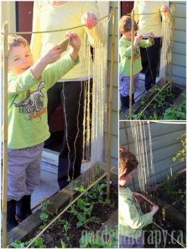 Making a Pea Trellis with Kids