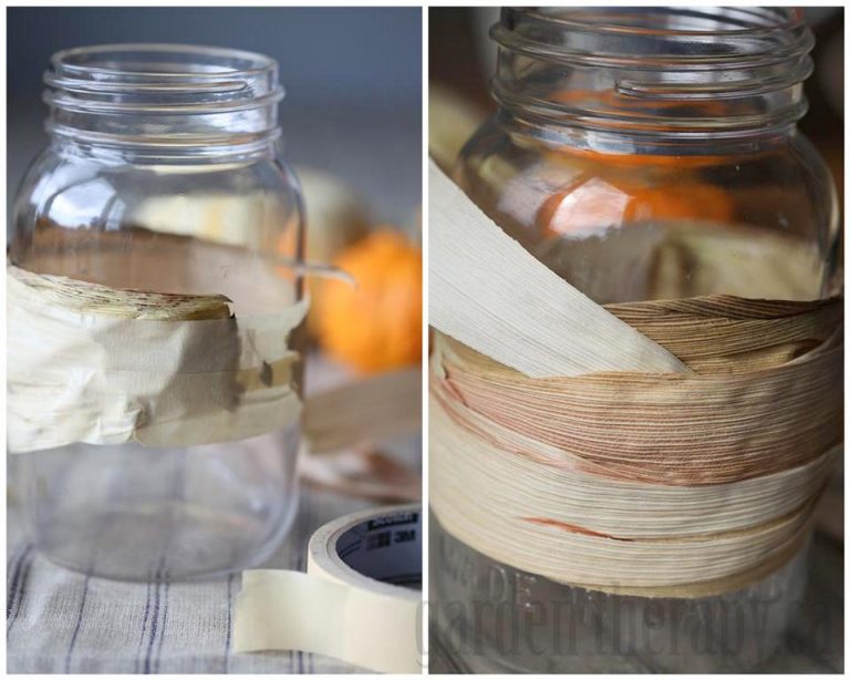 Corn Husk Wrapped Mason Jar Vase