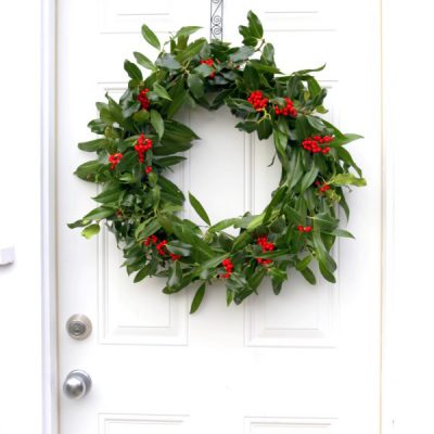 A Very Merry Fresh Holly Wreath for Christmas - Garden Therapy