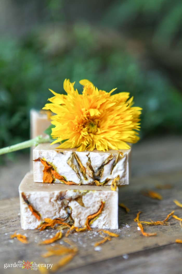 Homemade Cheery Sunflower and Turmeric Soap - Garden Therapy