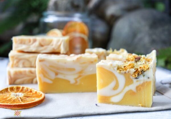 Liquid Sunshine Orange Soap With Dried Orange Slices - Garden Therapy