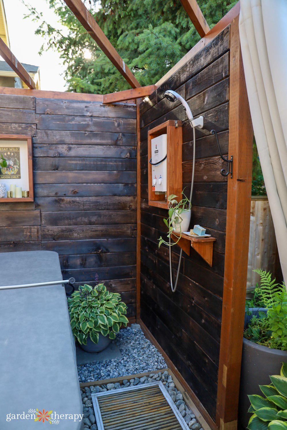 Create a Luxurious Outdoor Shower with a French Drain – Garden Therapy ...